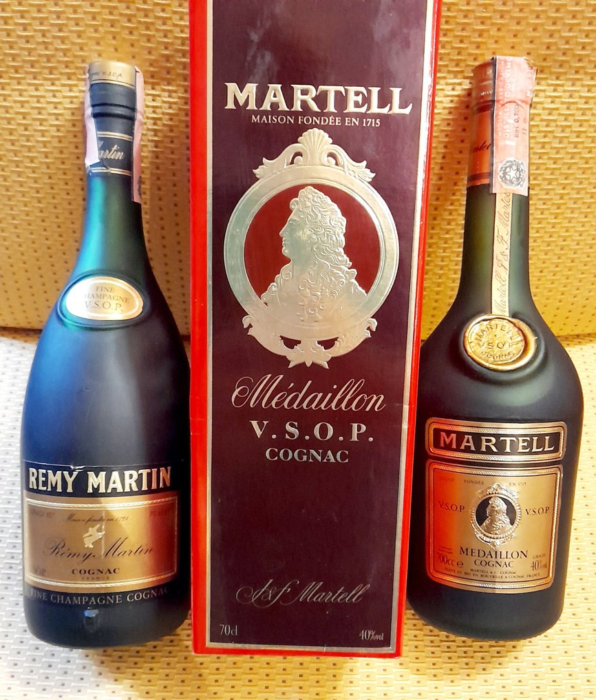 Martell, Rémy Martin - VSOP Cognac - b. Années 1980, Années 1990 - 70cl - 2 bouteilles - Catawiki