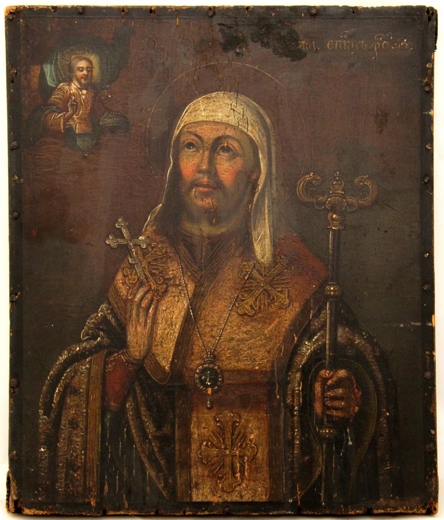 Icon - Saint bischop Thomas - Wood - Catawiki