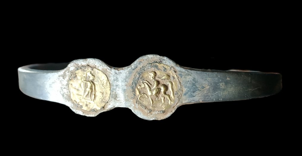 Romain antique (ou plus tard) Excellent bracelet en argent et or Anneau ...