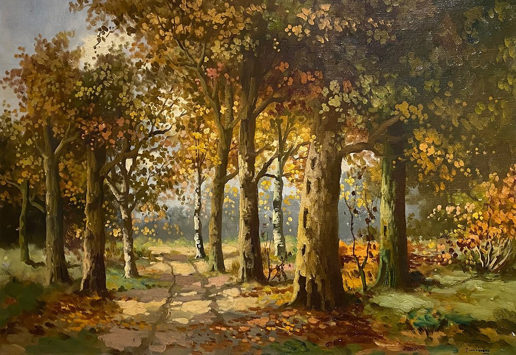 Jan van Vuuren (1871-1941) - Pejzaż lesny - Catawiki