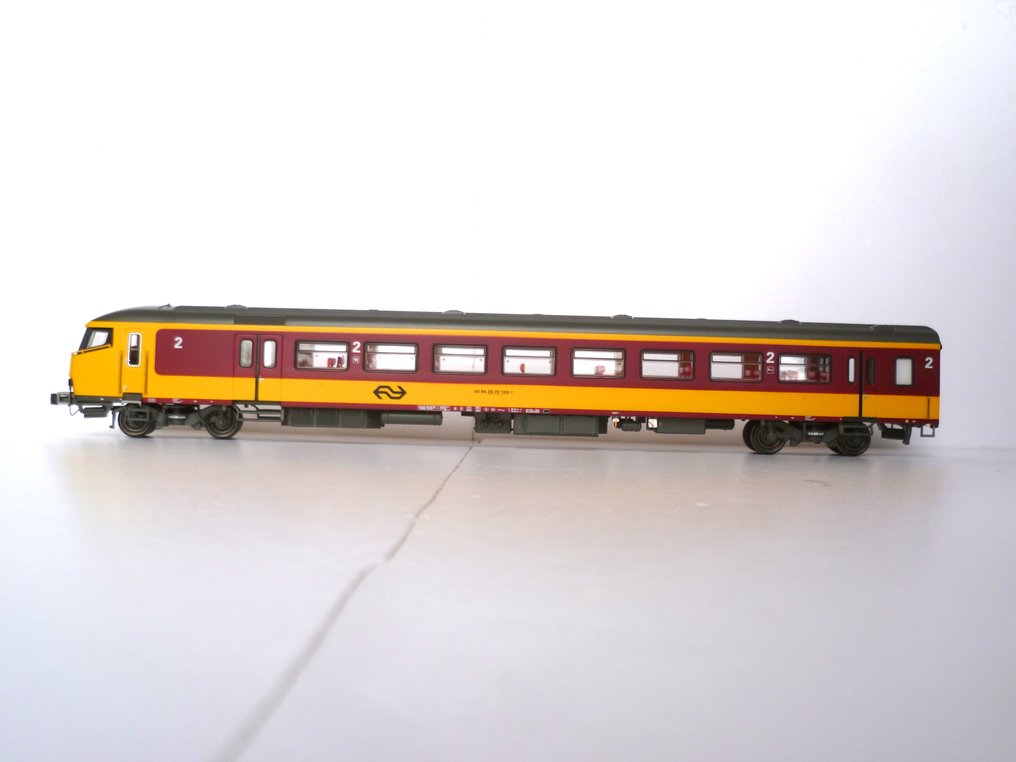 L.S. Models H0 - 44260 - Model train passenger carriage (1) - ICR pilot Benelux red/yellow - NS ...