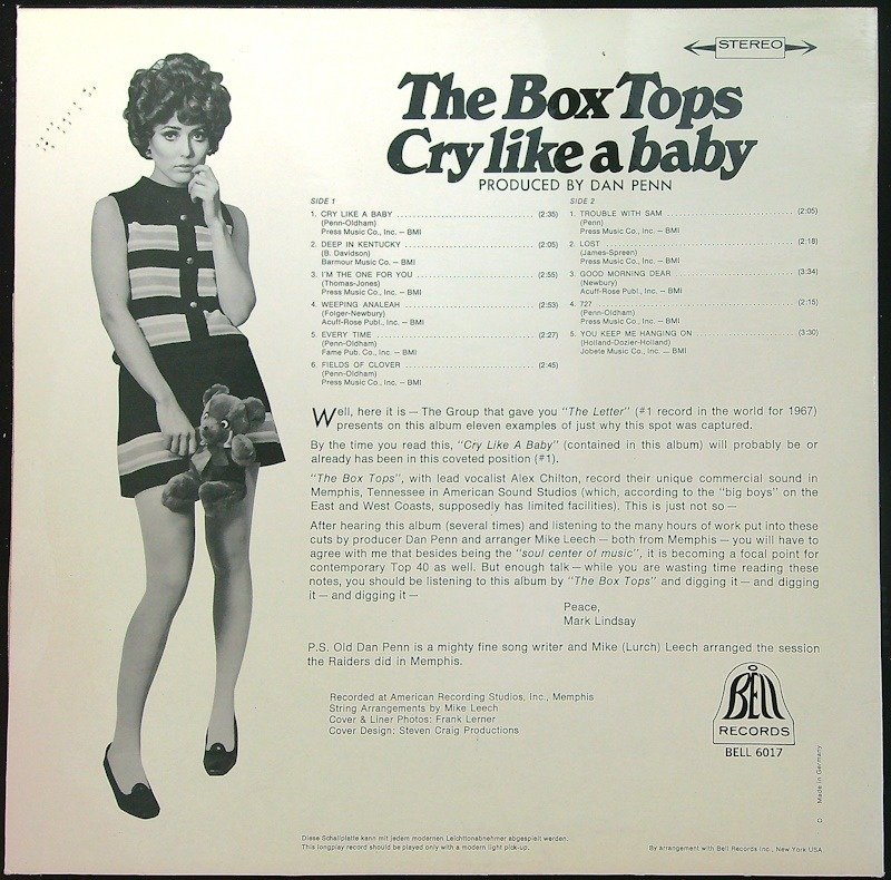 The Box Tops (Pop Rock, Soul) Alex Chilton - Cry Like A Baby (Germany ...