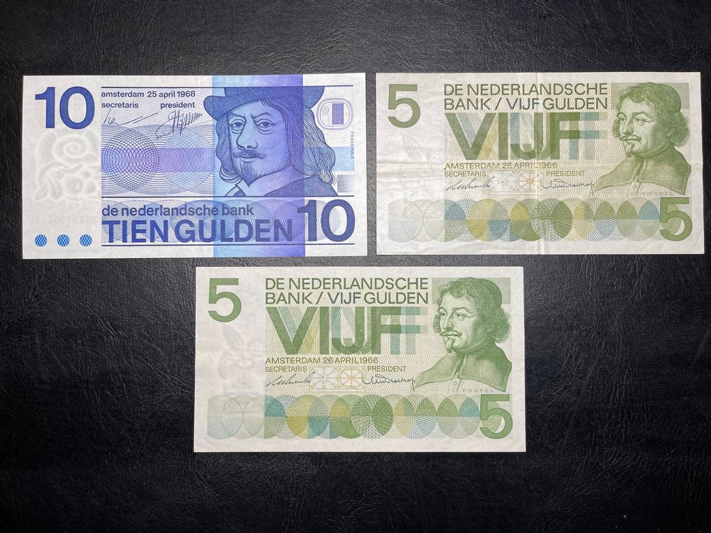Netherlands. - 10 banknotes - including replacement Huygens - various ...