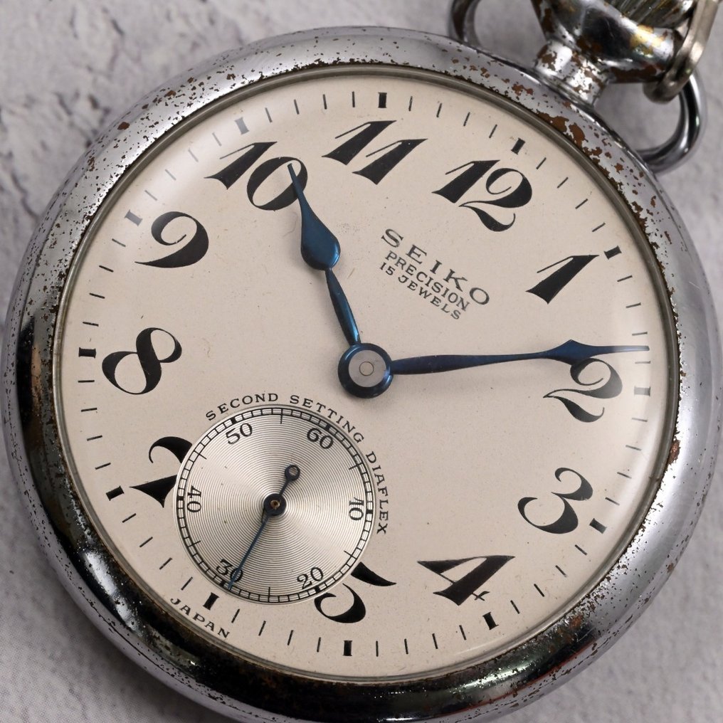 Vintage Seiko Precision Pocket Watch Manual Wind 17 Jewels Open Face ...