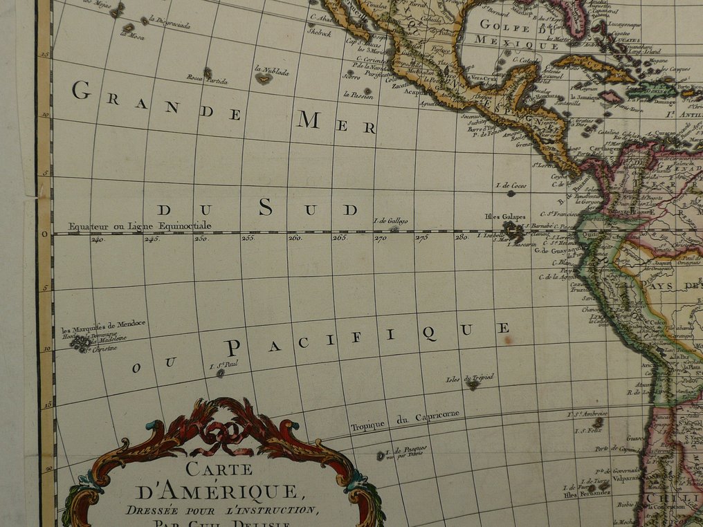 Amerika, Kaart - Canada / VS / Brazilië / Argentinië / Californië / Florida; Guillaume Delisle ...