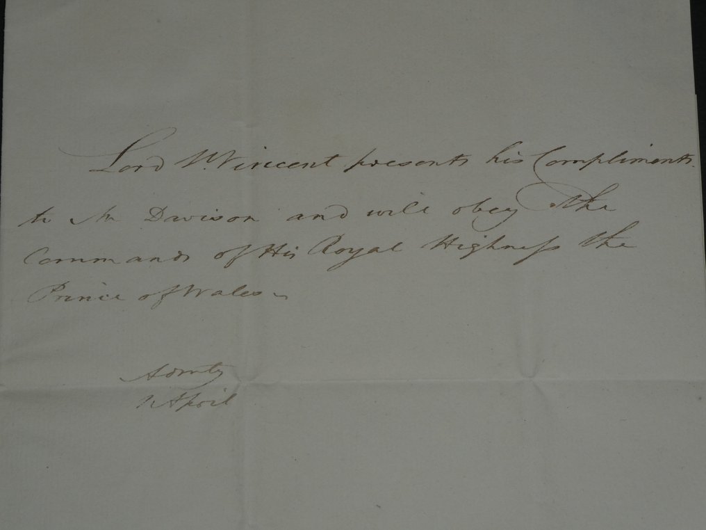 John Jervis, 1er comte de St Vincent - Lettre autographe signée ...