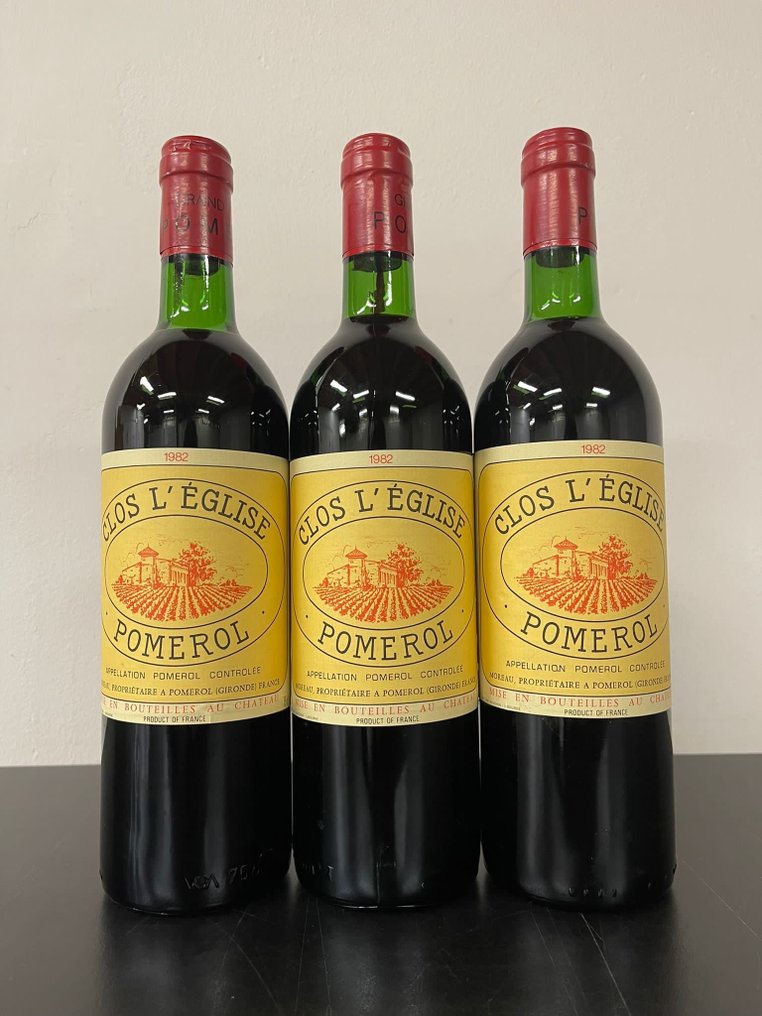 1982 Clos l'Eglise - Pomerol - 3 Flessen (0.75 liter) - Catawiki