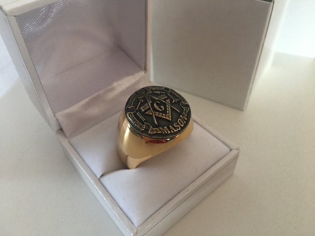 Masonic Square Compasses Ring 24kt Gold Plated Ring Catawiki