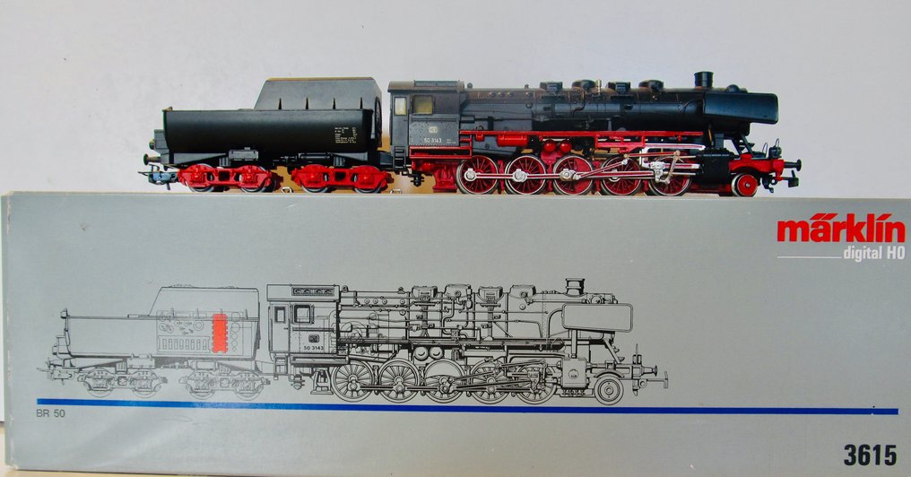 Märklin H0 - 3615 - Locomotiva a vapore con tender (1) - BR50 - DB ...