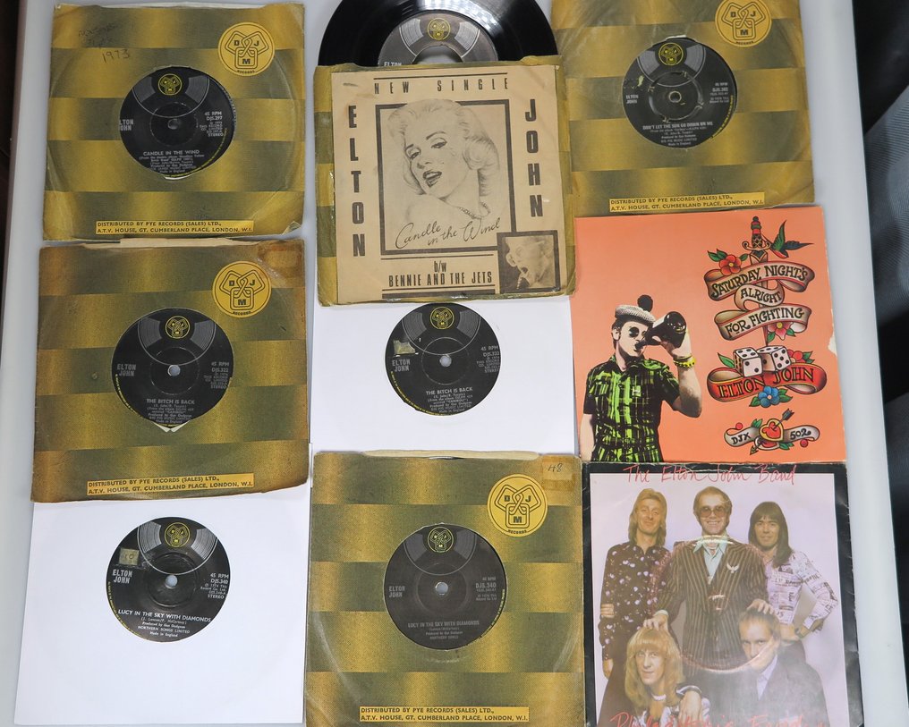 Elton John - Collection of 56 Vinyl 7" 45 Rpm Singles (1970 - 1993 ...