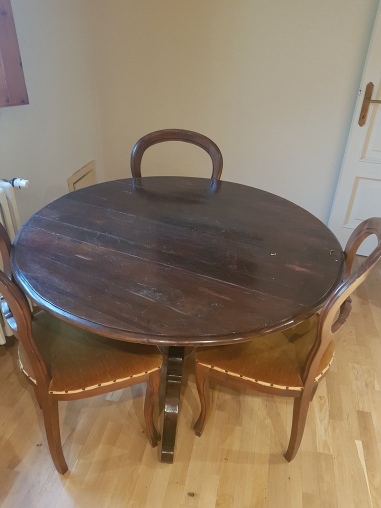 round table 4 chairs - Neoclassical Style - Wood - Late - Catawiki