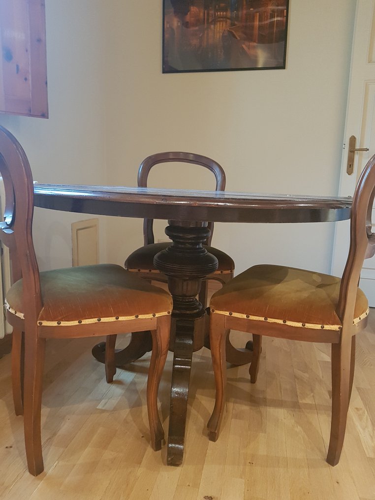 round table 4 chairs - Neoclassical Style - Wood - Late - Catawiki