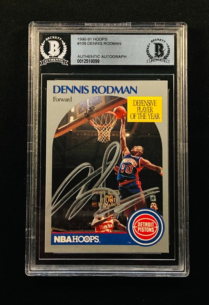 1990/91 - NBA Hoops - Dennis Rodman - #109 Hand Signed - 1 Graded card ...