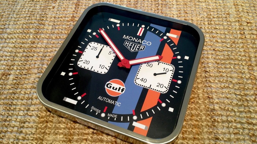 Wall clock - Concessionaire Tag Heuer - Gulf Racing - Monaco Wall Clock ...