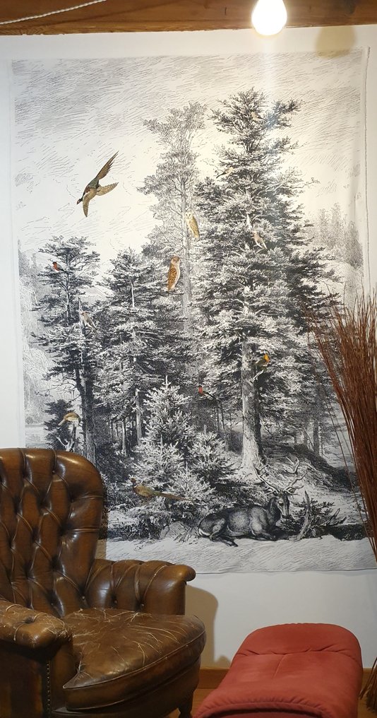 Esclusivo pannello 200x140cm- "Cervo nel bosco" - Textile - 140 cm - 0. ...