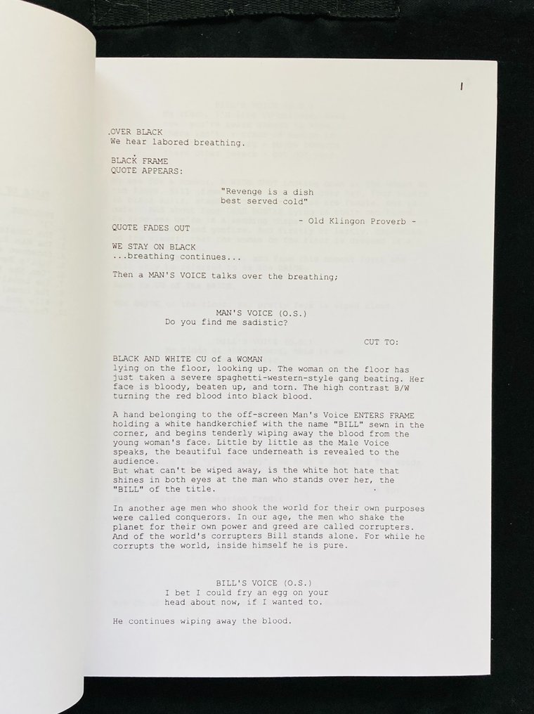 Kill Bill - Tarantino - Volume 1 & 2 - Original Script Copy from the ...