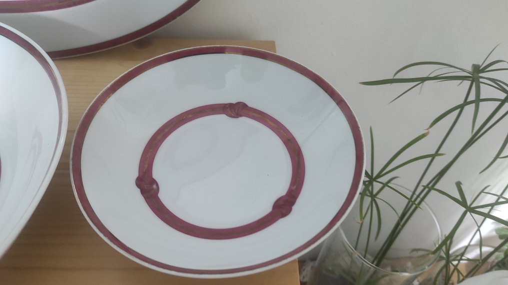 Christofle Christofle - Table service (4) - Red ribbon - Porcelain ...