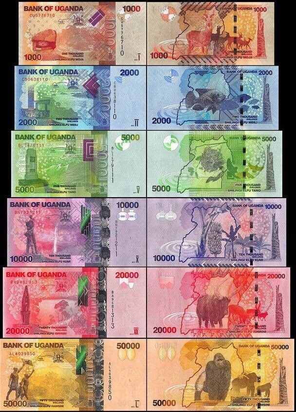 Uganda. - 1000, 2000, 5000, 10000, 20000, 50000 Shillings - Pick 49-54 ...