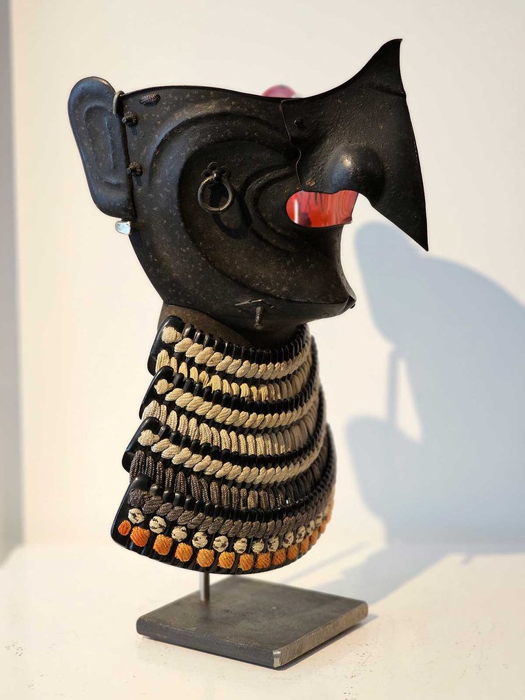 Mempo - Cast iron, Cotton, Lacquer - Myochin Hayashi Ototsugu - Fine ...