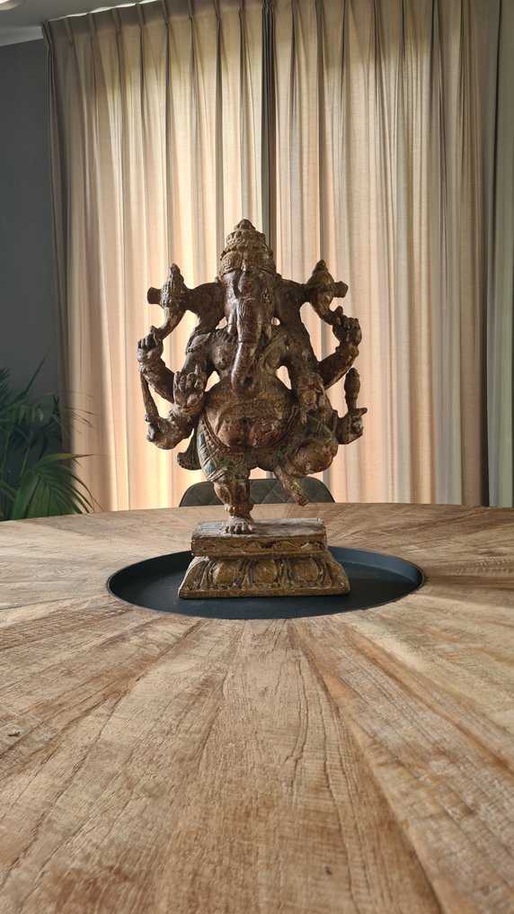 Sculpture (1) - Bois Polychrome - Ganesh - Carved Wood Figure of the ...