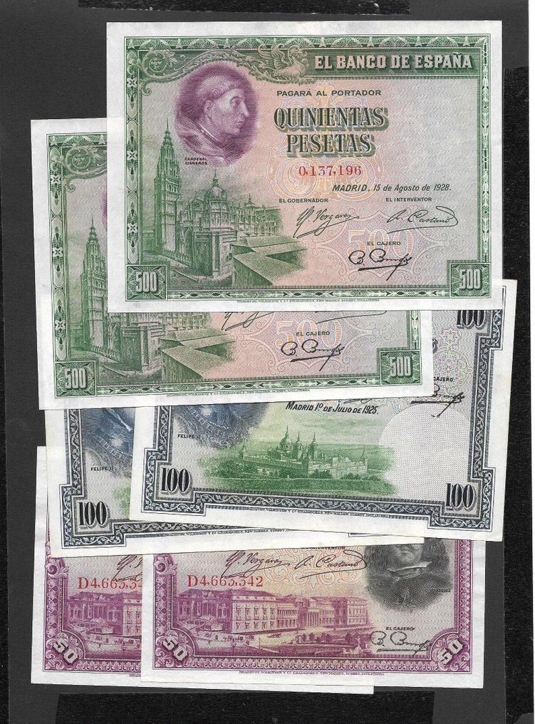 Spain - 6 banknotes - Various dates - consecutives - Catawiki