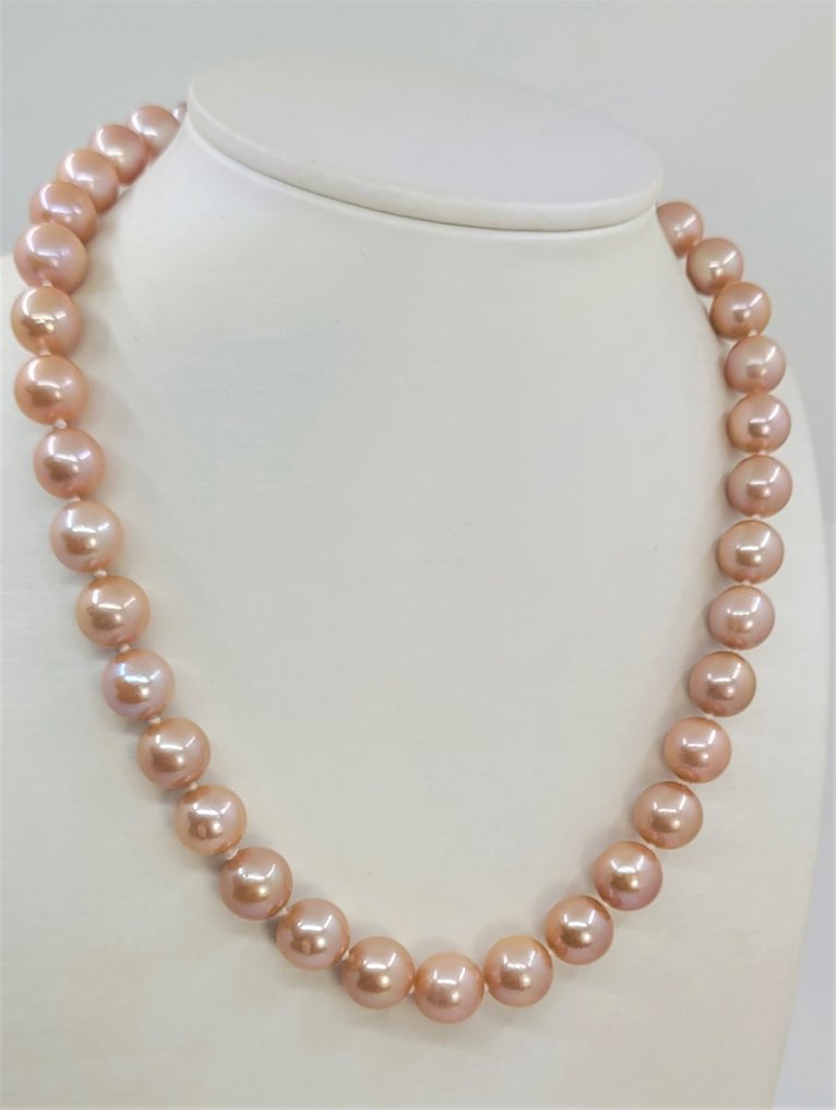 No Reserve Price 10x12mm Pink Edison Freshwater Pearls Necklace