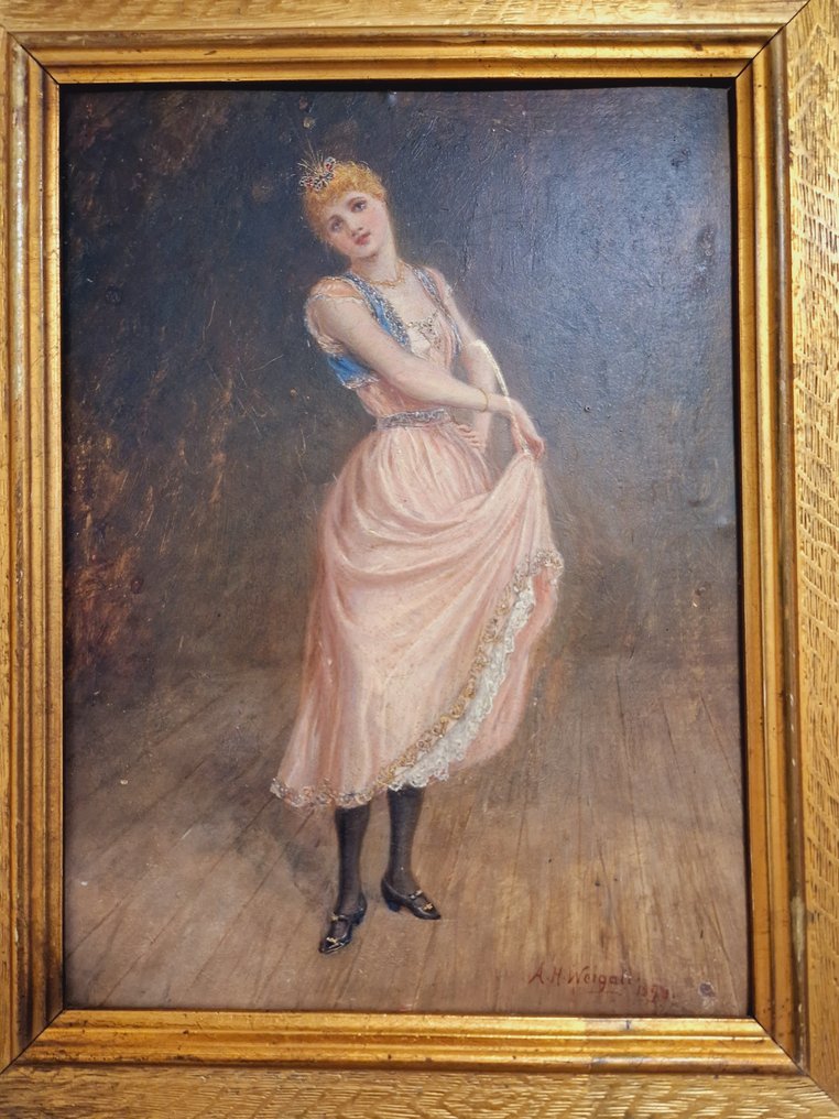 Arthur Howes Weigall (c.1840-c.1895) - Lady on stage - Catawiki