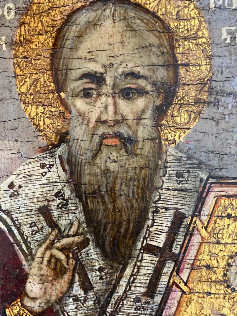 Icon, St. Nikephoros with the 3 hierarchs - Wood - 19th century - Catawiki