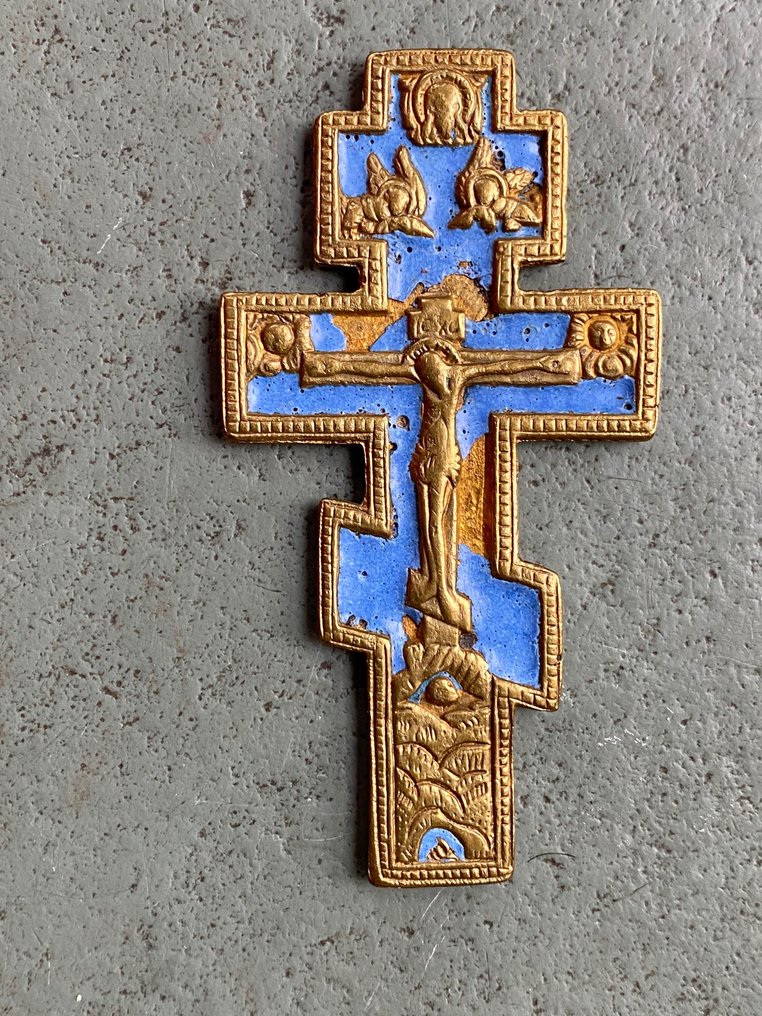Ikone, Seltenes kleines Kreuz - Bronze - 19. Jahrhundert - Catawiki