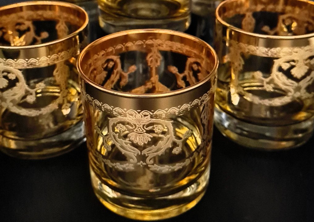 Whiskyglas (6) - hand made - .999 (24 kt) goud, Kristal - Catawiki