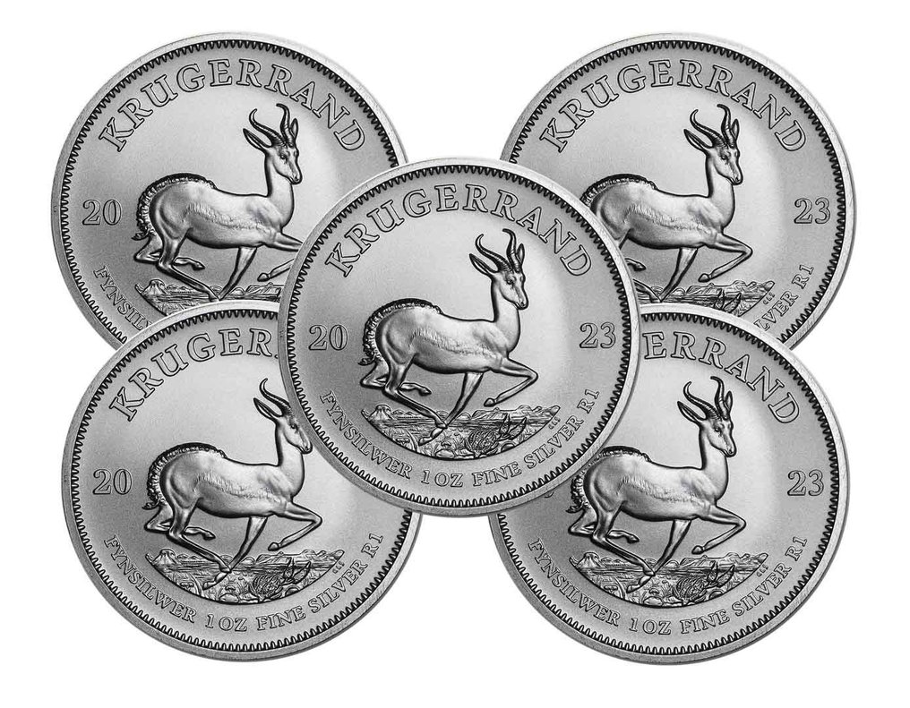 South Africa. 1 Rand 2023 Silver Krugerrand Coin in capsule, 5 x 1 oz - Catawiki