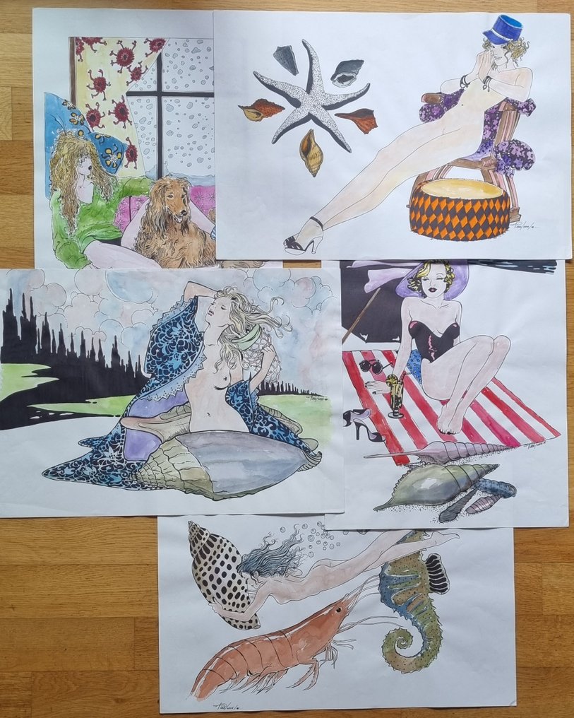 Veggetti Pietro - 5x original drawing - Le donne di Manara ...