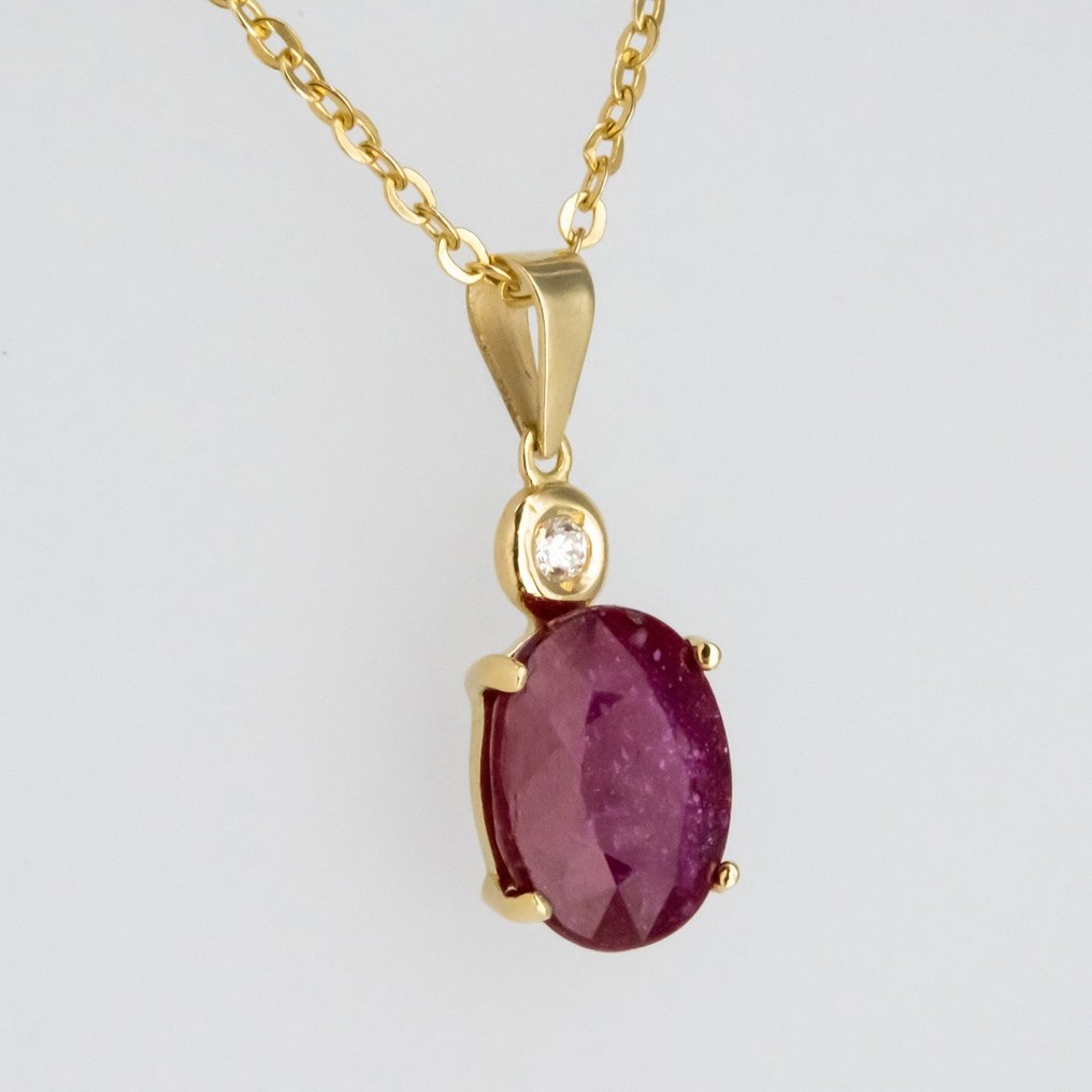 18 karaat Goud - Hanger Diamant - Robijnen - Catawiki