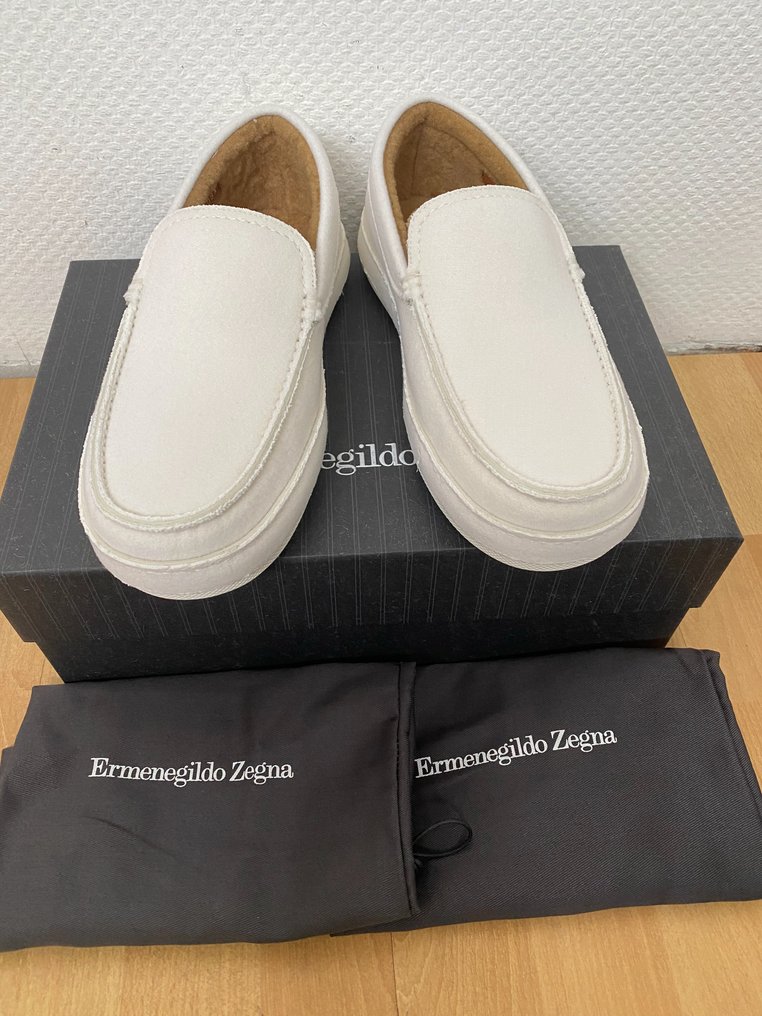 Ermenegildo Zegna - COUTUTE - New - WOOL - White - MADE IN ITALY - Luxury - Mocasines - Talla ...