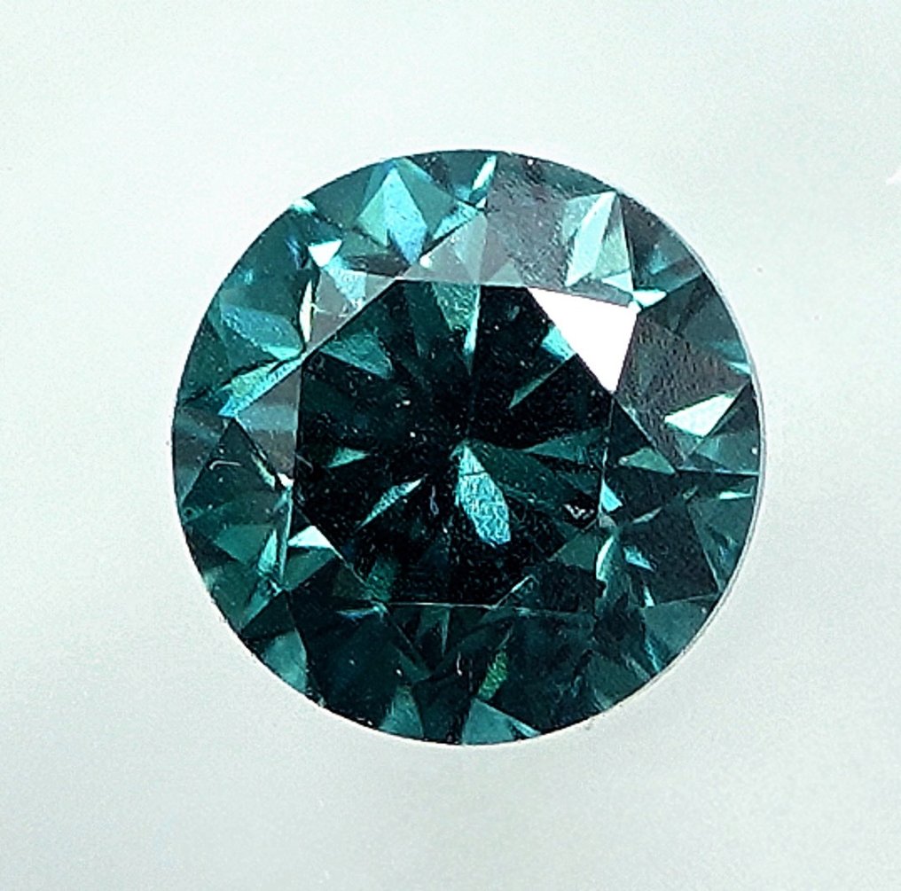 Diamond - 0.51 ct - Brilliant - Fancy Vivid Greenish Blue - SI2 - Catawiki