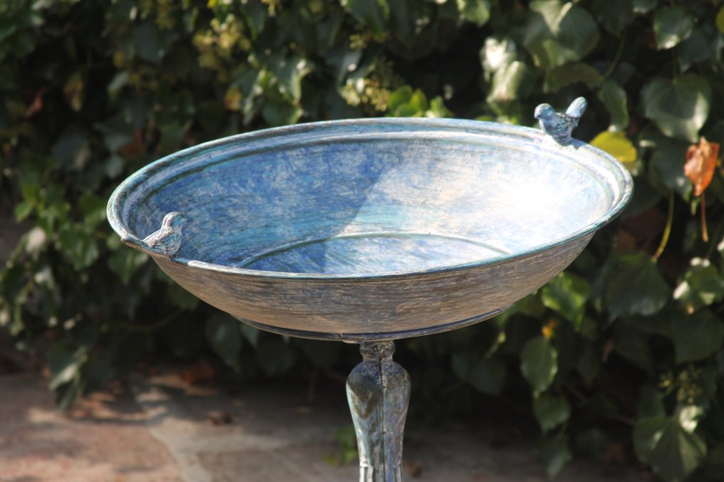 sturdy bird drinking bowl in baroque style in antique blue 75 cm high ...