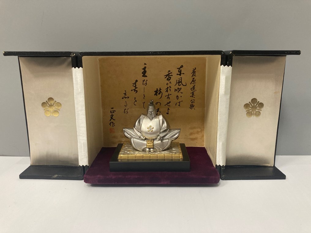 Statua, Statua in argento puro - Argento - Dio, Samurai - Masamitsu 正光 ...