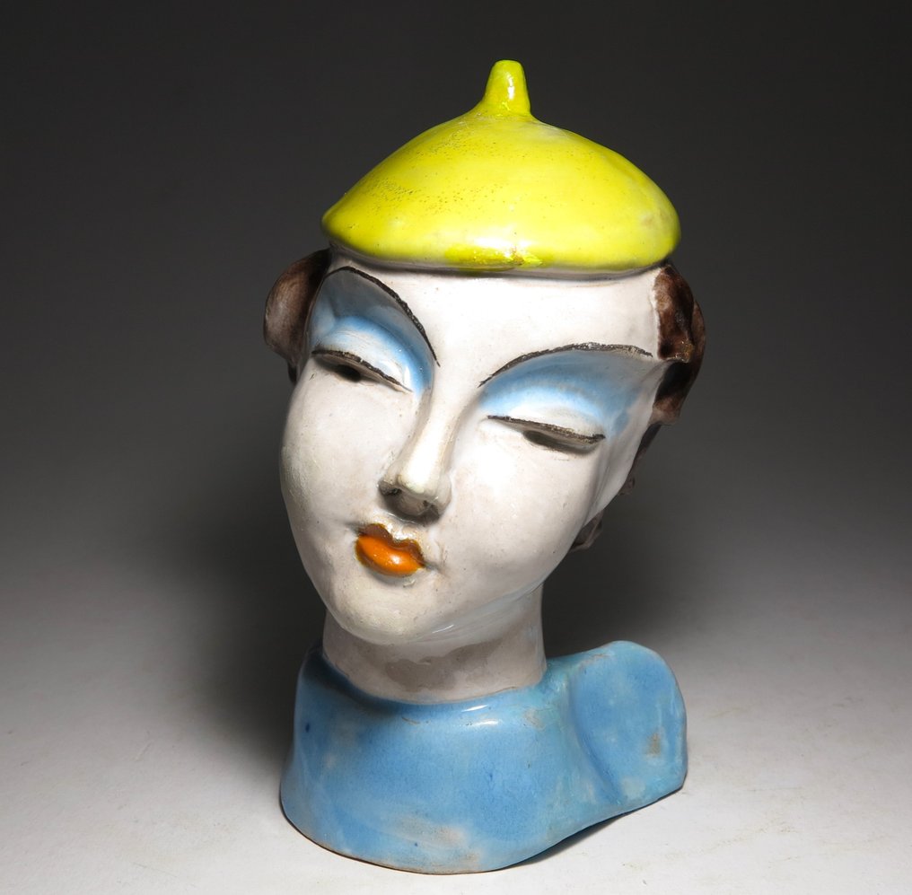 Ráhmer Mária (1911-1998). - Byst, Art Deco bust - 14 cm - Keramik ...