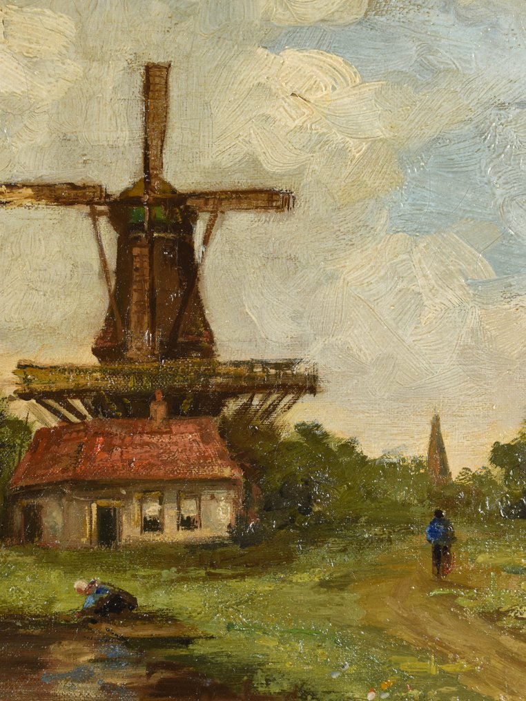 Dutch School (XIX-XX), Naar W.C. Rip - Windmill in a typical Dutch ...