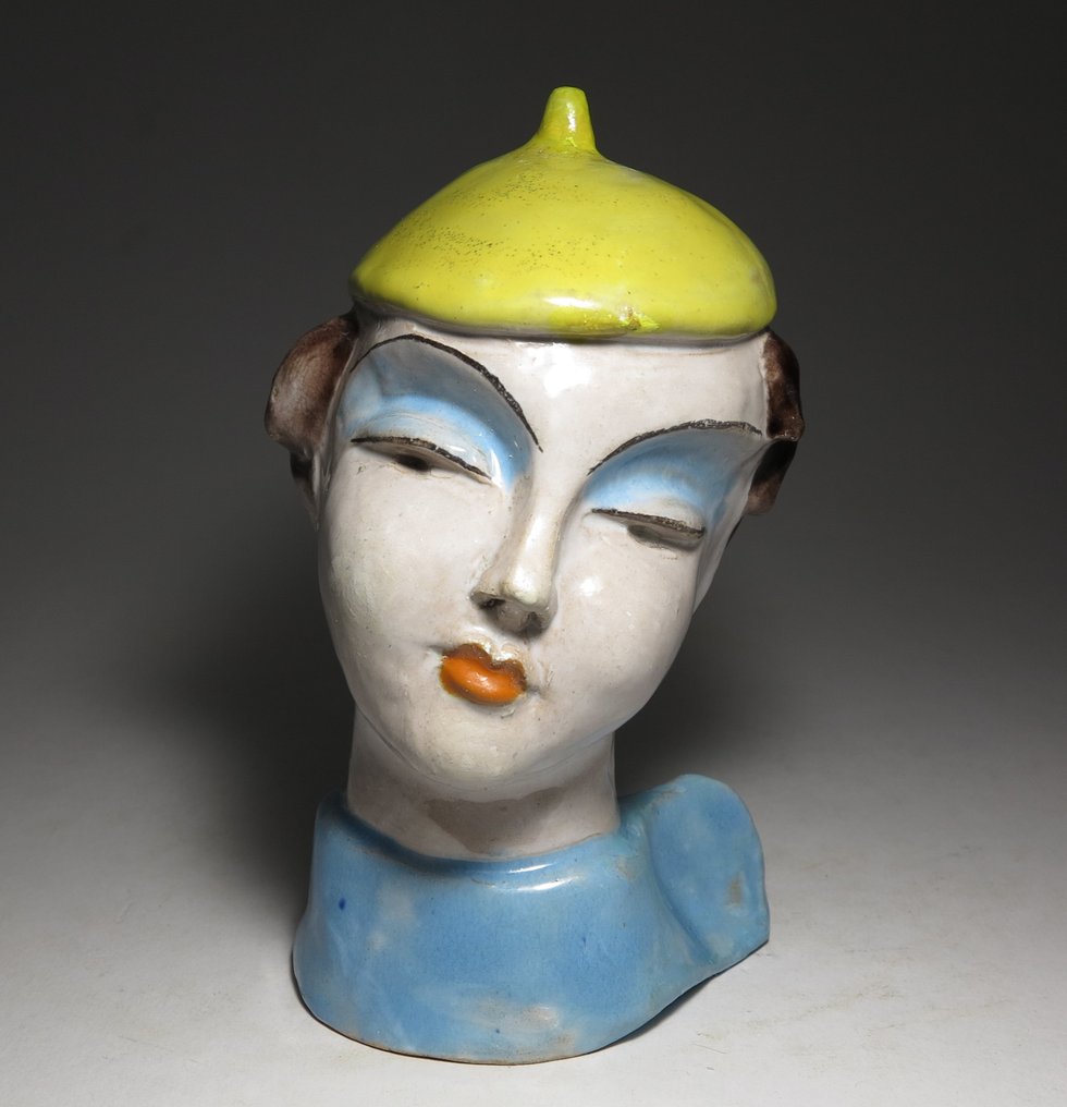 Ráhmer Mária (1911-1998). - Byst, Art Deco bust - 14 cm - Keramik ...