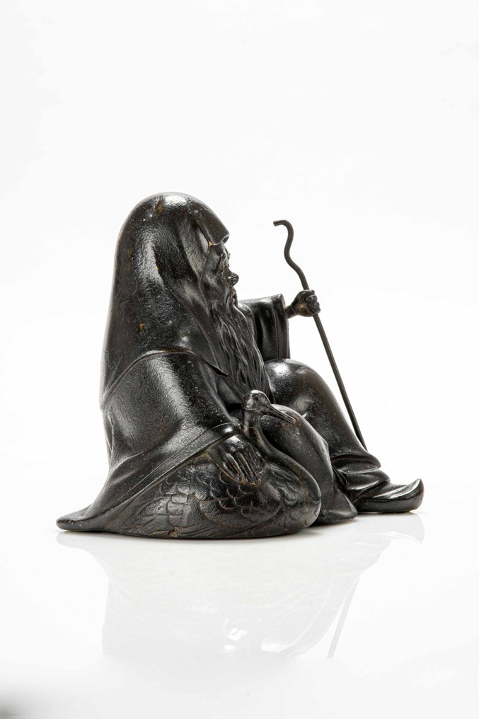 Bronce Jurōjin 寿老人 Uno De Los Siete Dioses De La Suerte