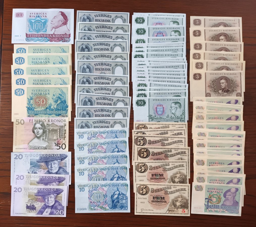 Sweden. - 83 banknotes - 1005 Kronor - various dates - Catawiki