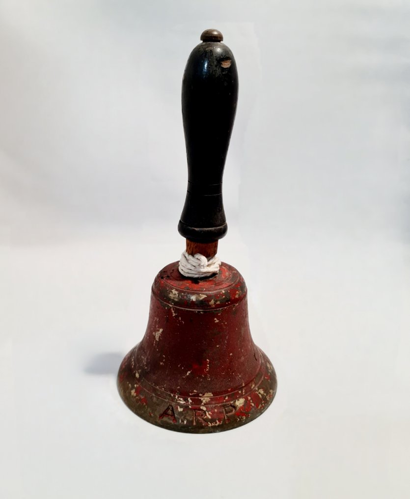 ARP WW2 Antique Hand Bell - Teaching materials - Wood, Brass - 1920 ...