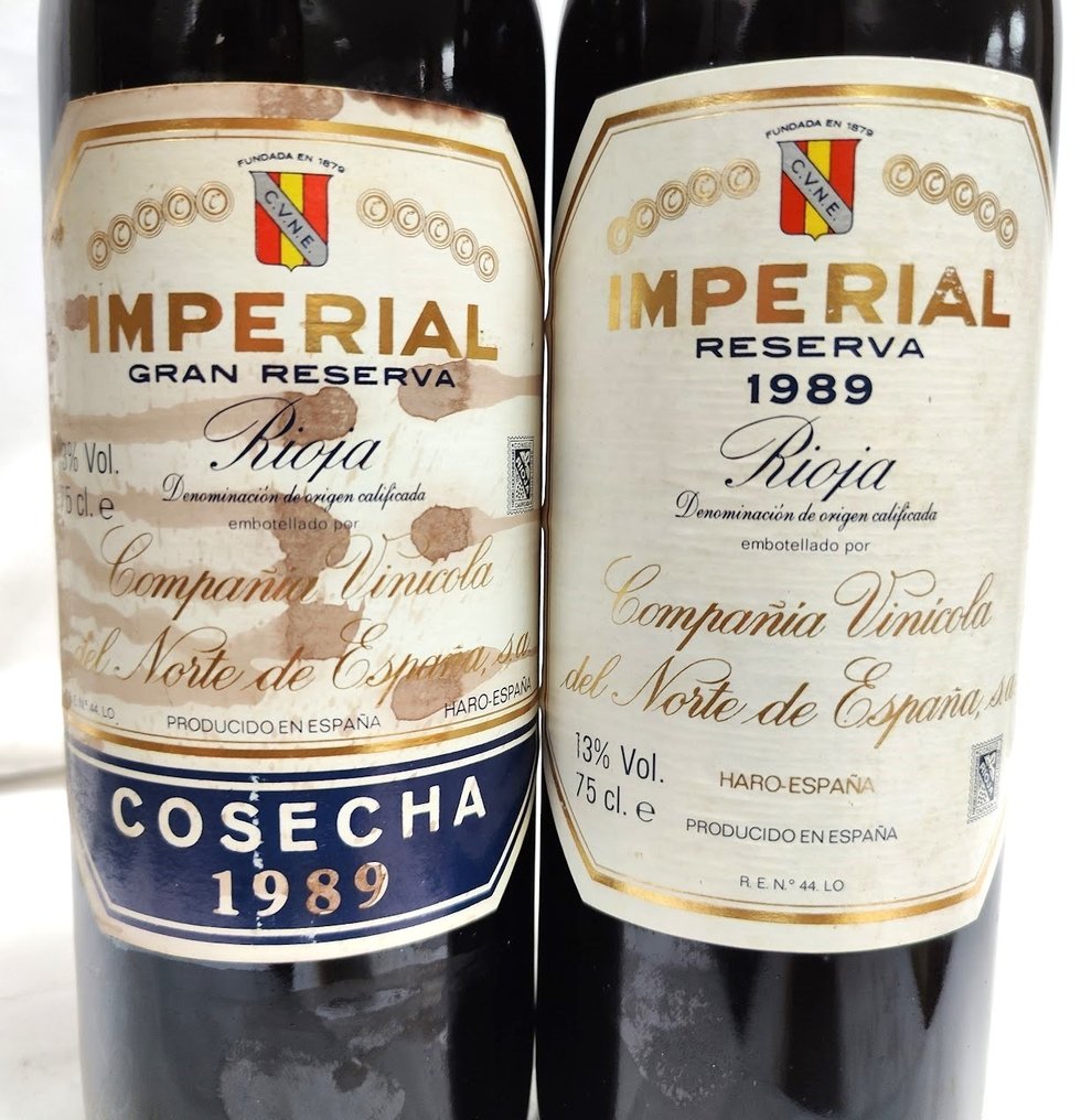 1989 C.V.N.E. Imperial, Gran Reserva & 1989 Reserva - Rioja - 2 Bottles (0.75L) - Catawiki