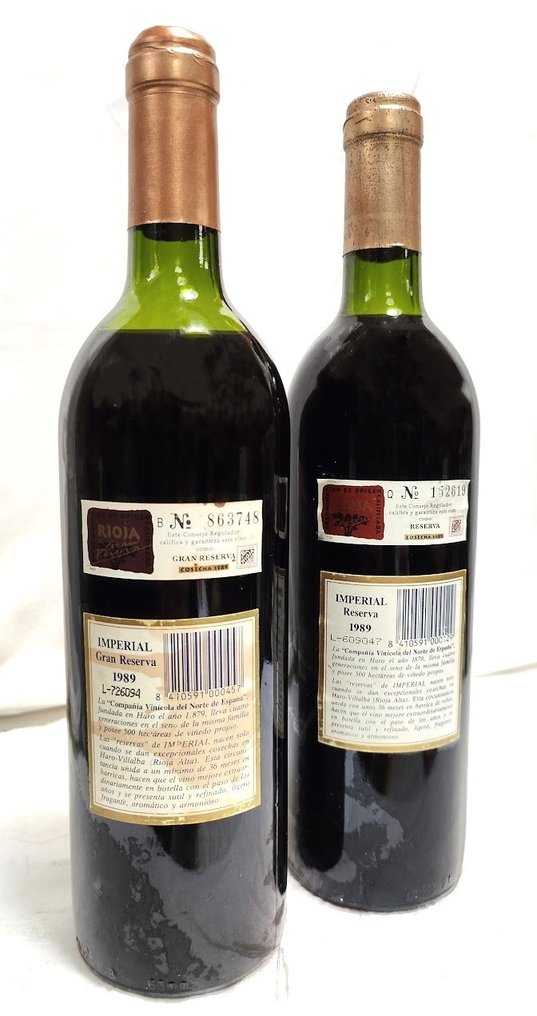 1989 C.V.N.E. Imperial, Gran Reserva & 1989 Reserva - Rioja - 2 Bottles (0.75L) - Catawiki