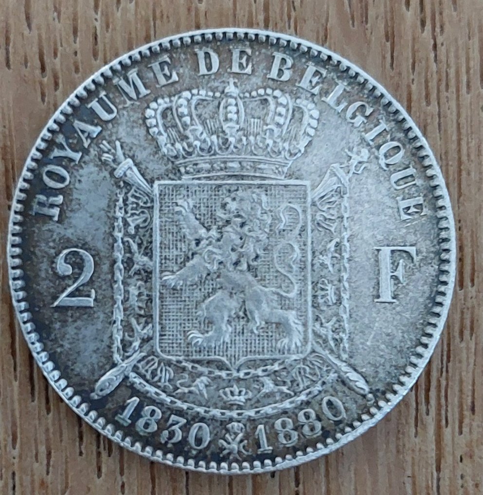 België. Leopold II (1865-1909). 2 Francs 1880 50 jaar belgische onafhankelijkheid - Catawiki