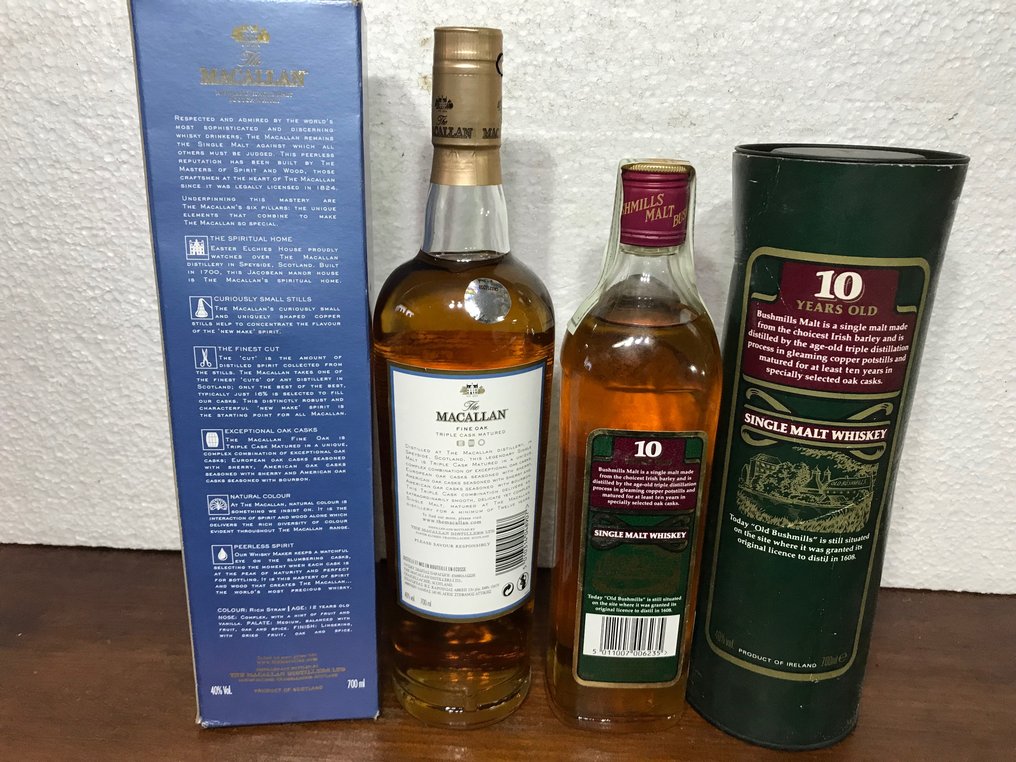 Macallan 12yo Triple Cask Fine Oak + Bushmills 10yo - 700ml - 2 bottles - Catawiki