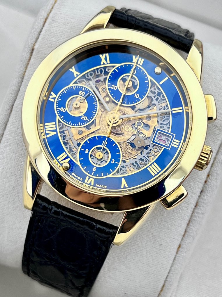 Omega - Skeleton Louis Brandt De-Luxe Automatic Chronograph 18K ...