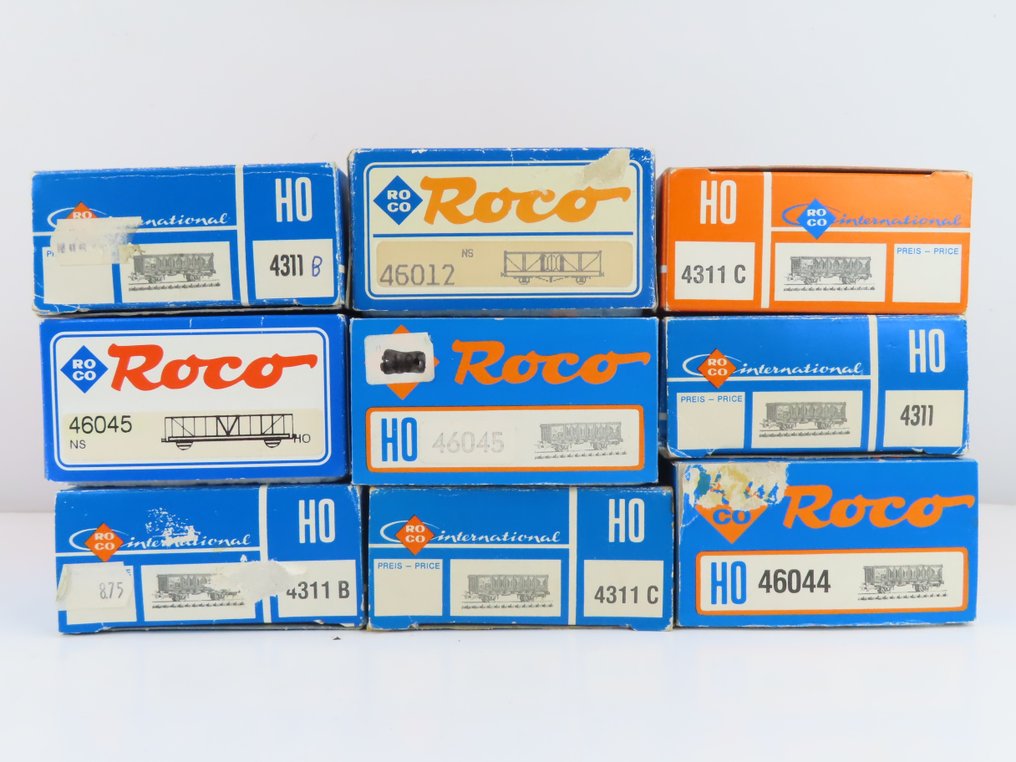 Roco H0 - o.a. 46012/4311C/46044 - Model train freight carriage (9 ...