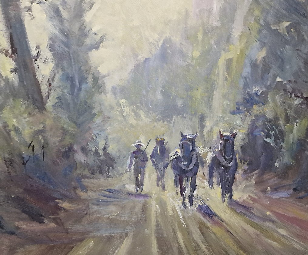 Tony Reniers (1923-2013) - Werkpaarden in het bos - Catawiki